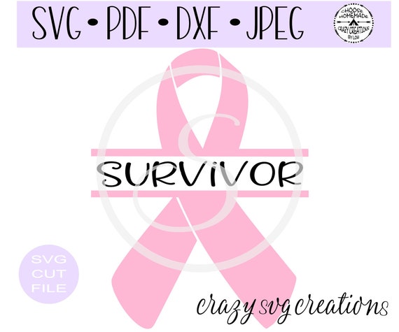 Breast Cancer Survivor Split Ribbon SVG Cancer Ribbon | Etsy
