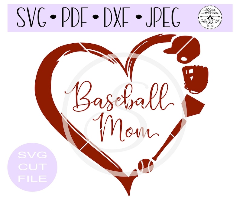 Baseball Mom Heart SVG Digital Cut File HTV Cut File - Etsy