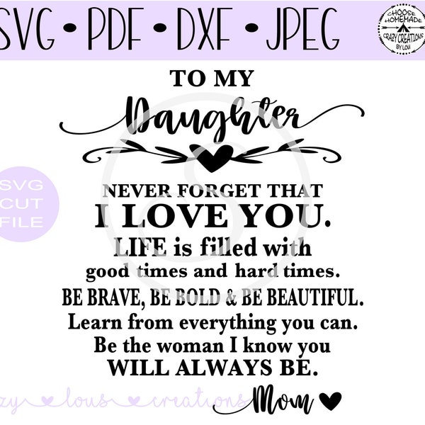 To My Daughter - Etsy