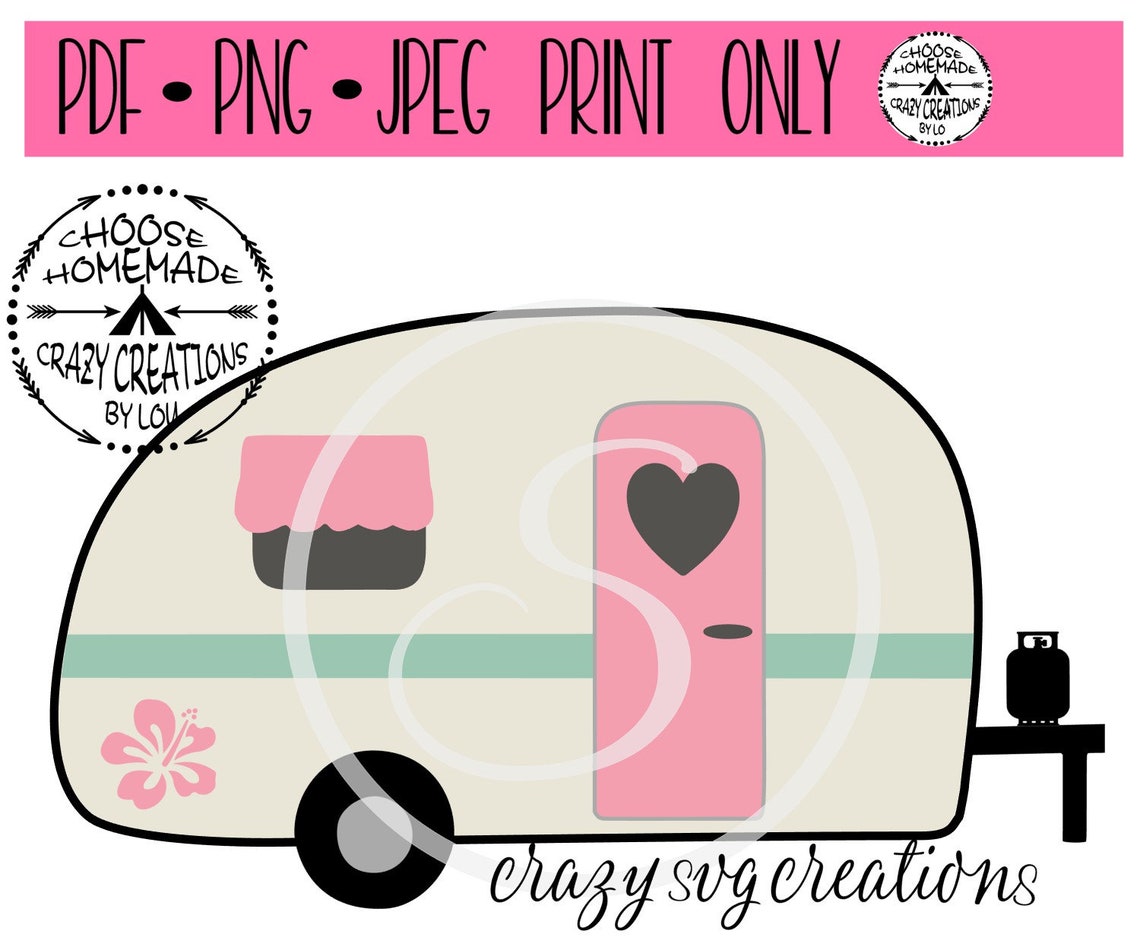 Cute Camper Trailer Clip-art PNG PDF Jpeg | Etsy