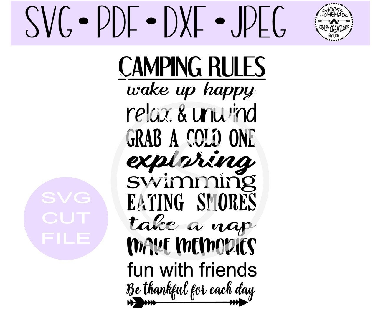Camping Rules SVG Digital Cut File for | Etsy