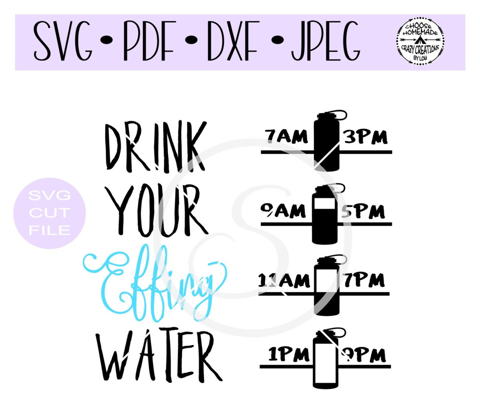 Drink Your Effing Water SVG Digital Cut File for - Etsy