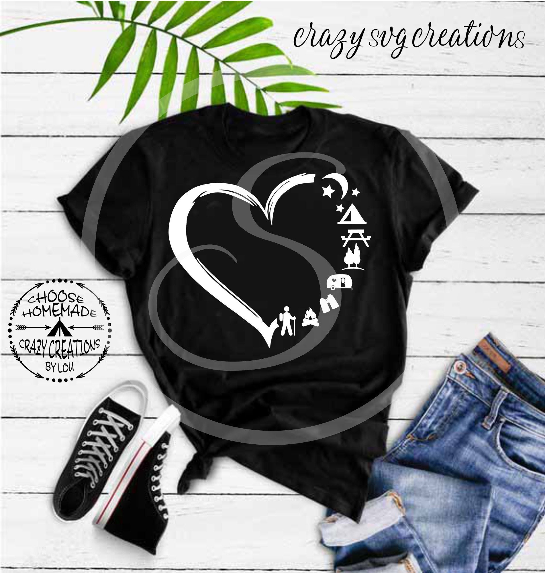 Camping Heart SVG Love to Camp Distressed Heart HTV Cut - Etsy Canada