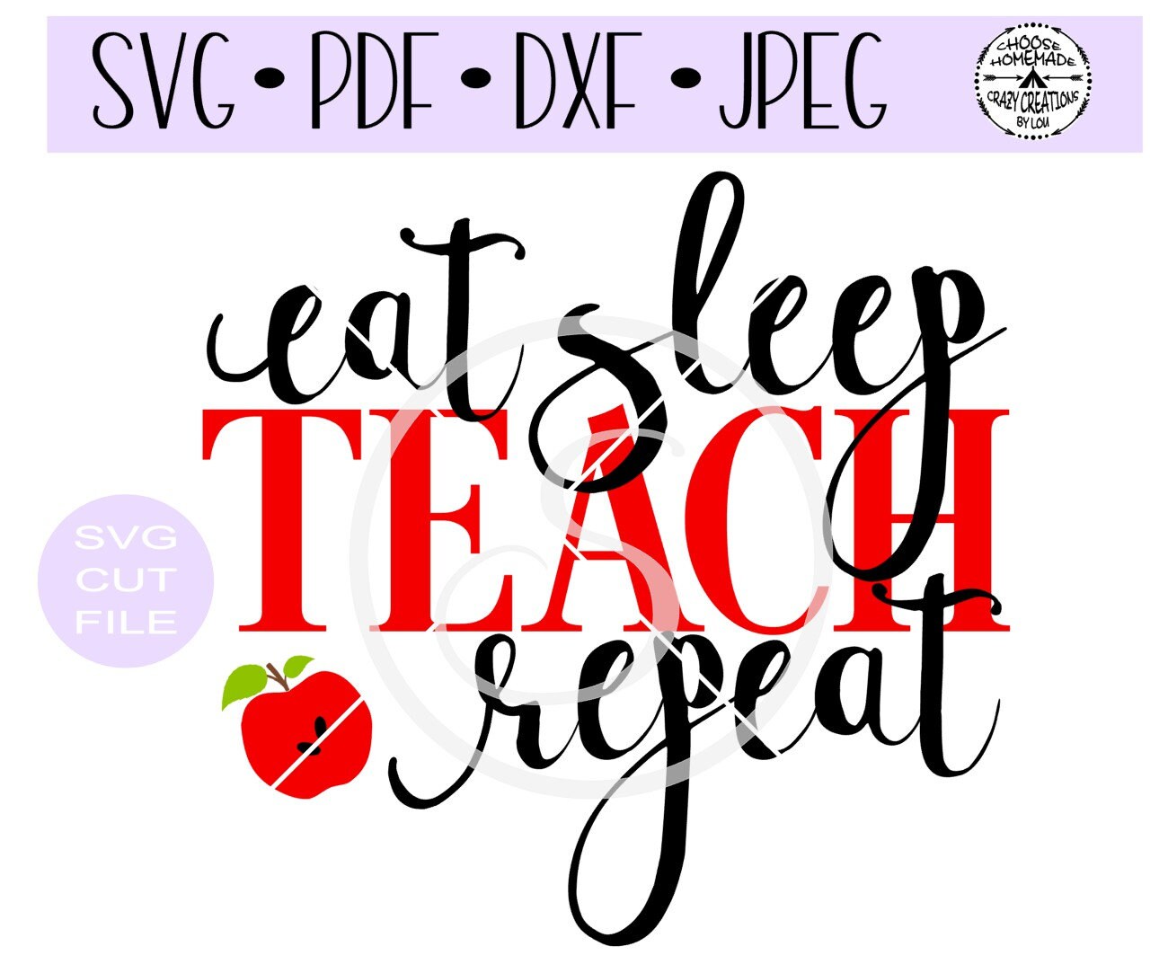 Eat Sleep Teach Repeat Teacher digital cut file for | Etsy