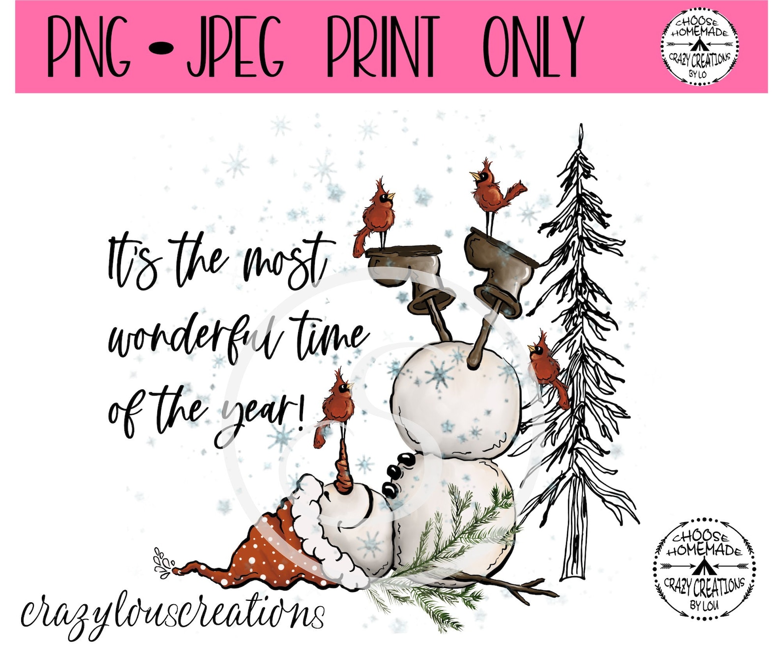 It's the Most Wonderful Time of the Year Cute Snowman Sublimation File ...