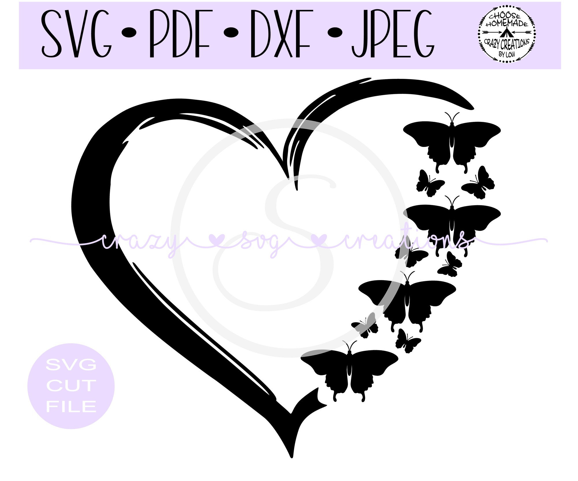 Butterflies Distressed Heart SVG Digital Cut File HTV Cut - Etsy