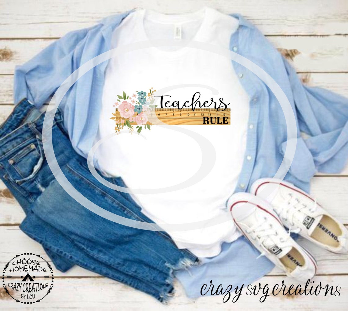 Teachers Rule Floral Ruler Sublimation Print PNG Jpeg Teacher | Etsy