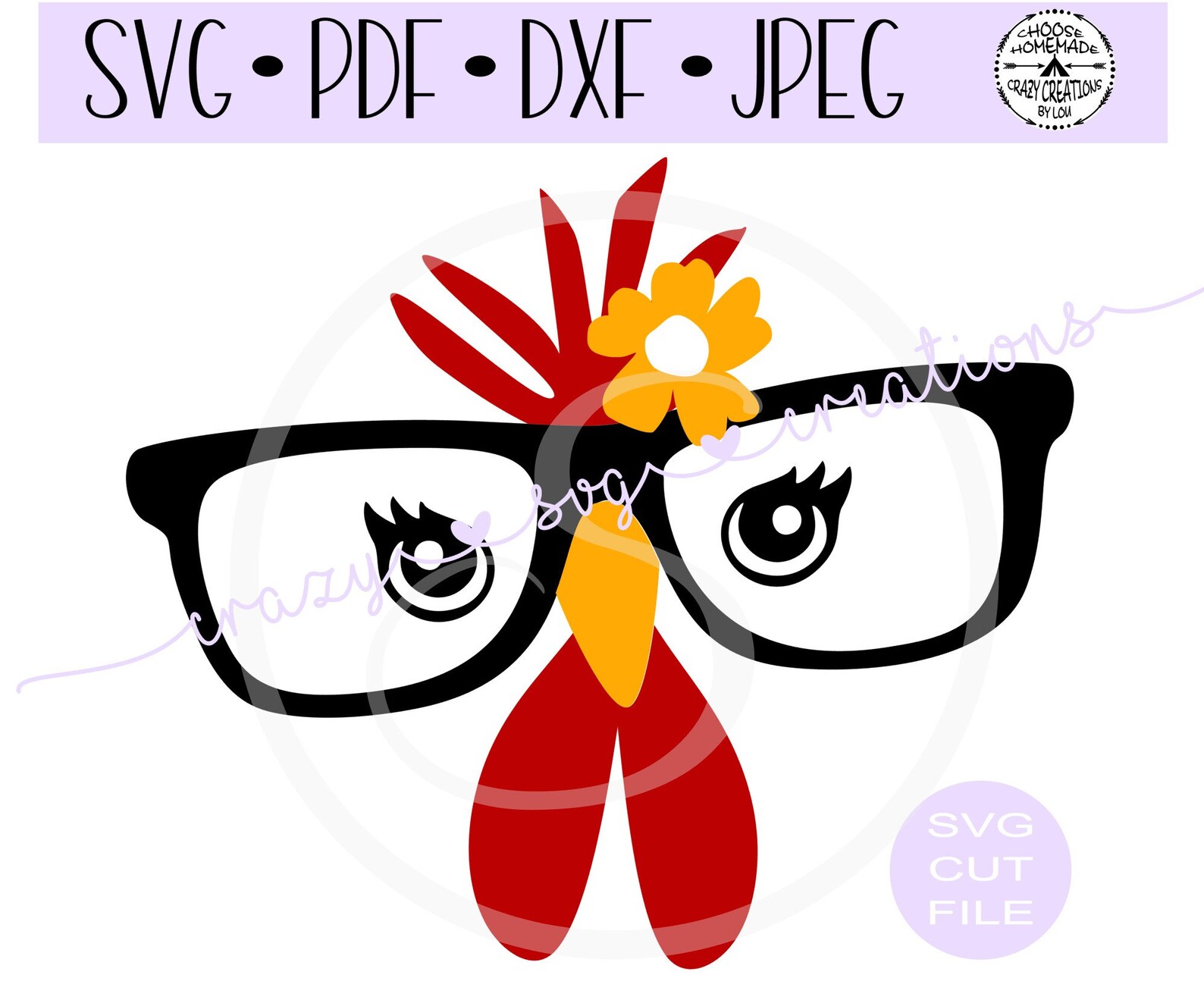 Funny Chicken Face SVG Chicken With Glasses Digital Cut | Etsy