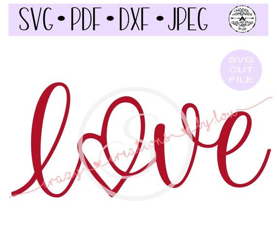 Love SVG Love Heart SVG Valentine's Day Word Digital | Etsy