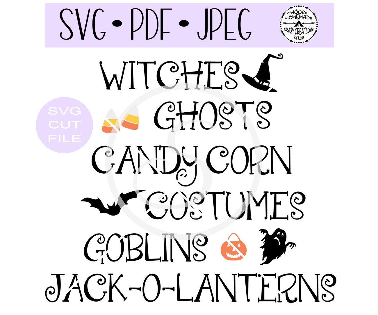 Halloween Words SVG digital cut file for | Etsy