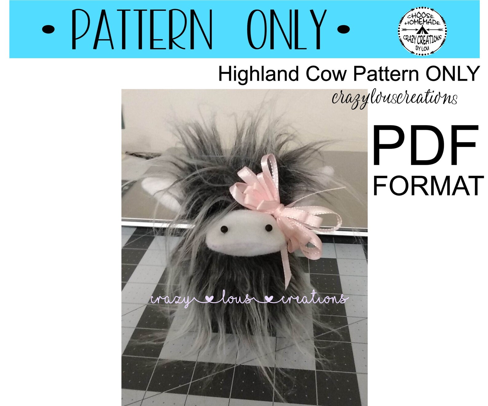 Highland Cow PATTERN ONLY in PDF Format. Highland Cow Gnome Sewing ...
