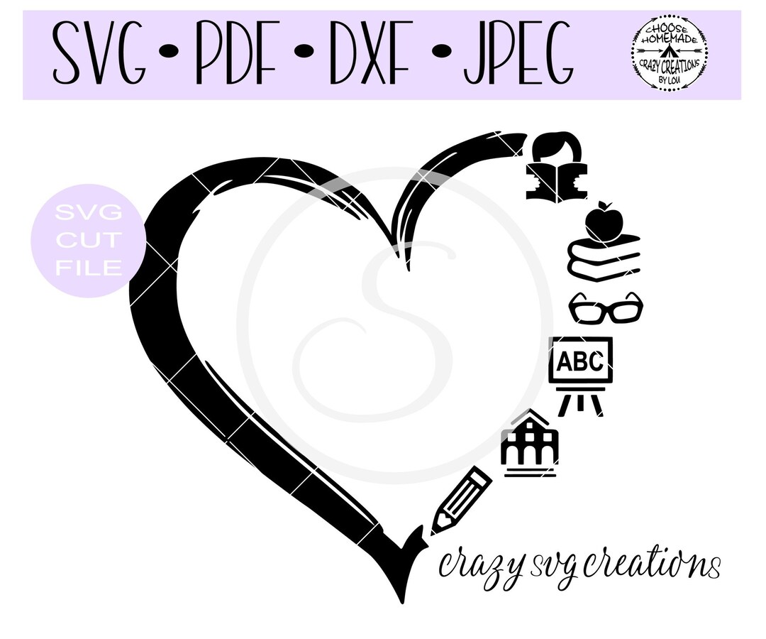 Teacher Heart SVG | Love to Teach | Digital Cut File | HTV Cut File ...