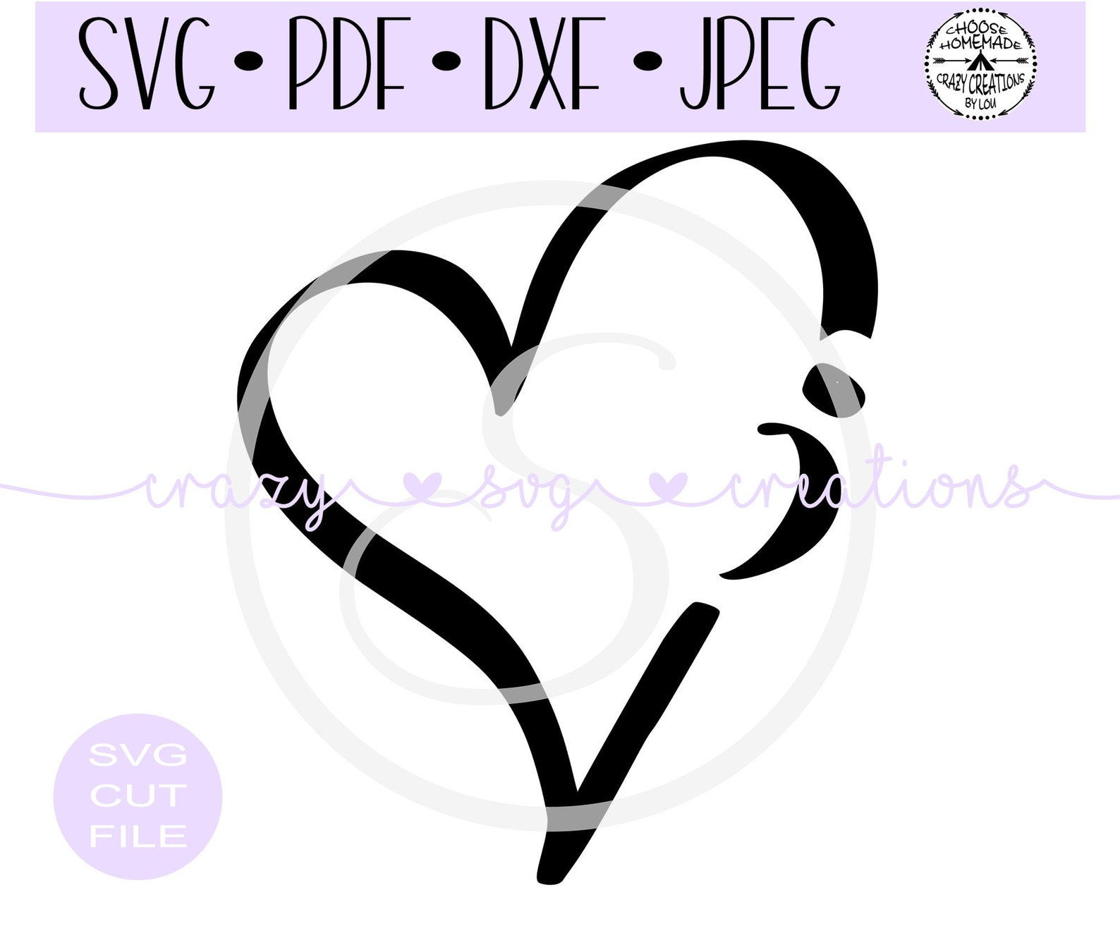 Semi Colon Hand-drawn Heart SVG | Digital Cut File | HTV Cut File ...