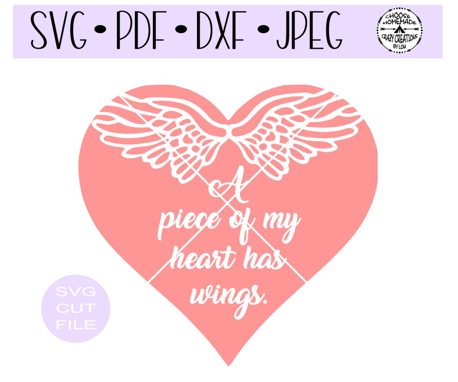 A Piece of My Heart Has Wings Svg Digital Cut File for Htv-vinyl-decal ...