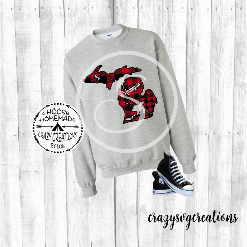 Michigan Buffalo Plaid With Deer and Eagle PRINT ONLY Jpeg | Etsy