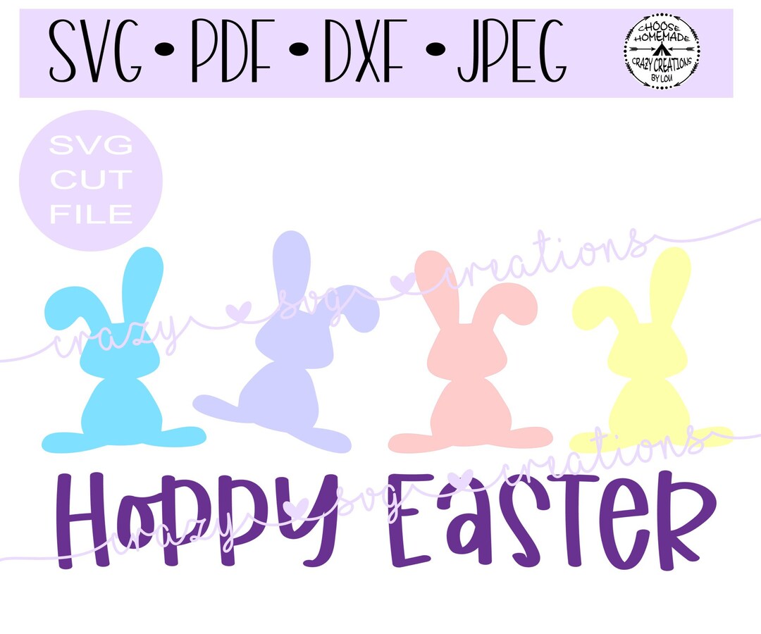 Hoppy Easter Bunnies SVG Digital Cut File for Htv-vinyl-decal-diy ...