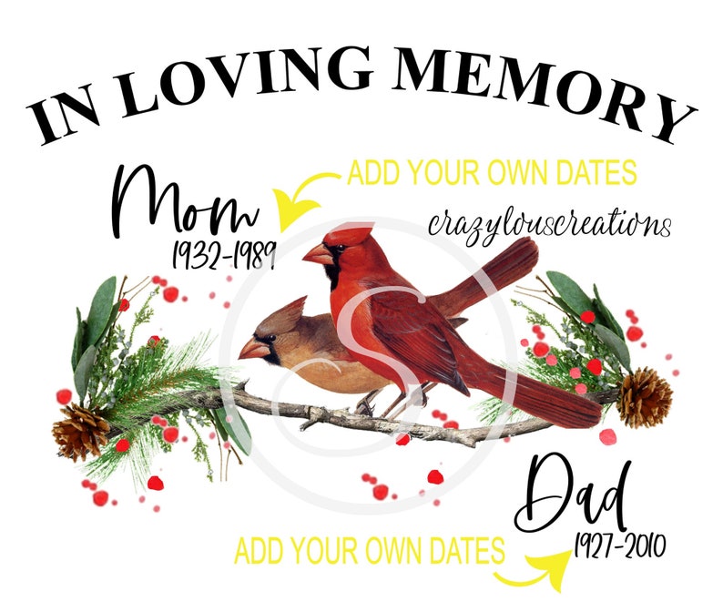 In Loving Memory Mom and Dad Cardinals Sublimation File - Etsy