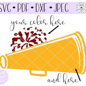 Cheer Megaphone With Pom Pom SVG | Digital Cut File | HTV Cut File ...