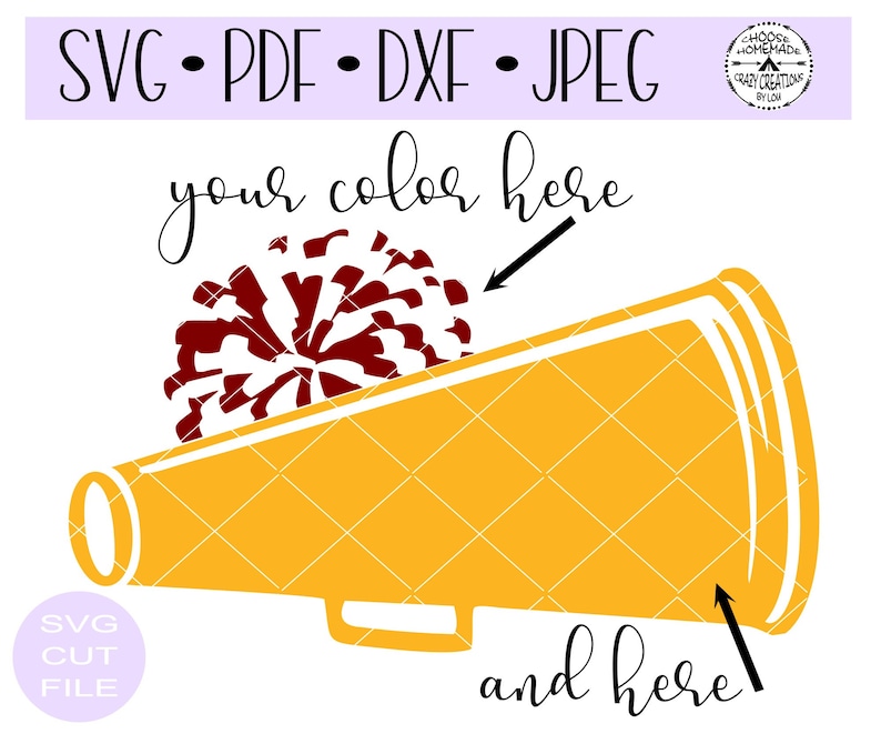 Cheer Megaphone With Pom Pom SVG Digital Cut File HTV Cut - Etsy