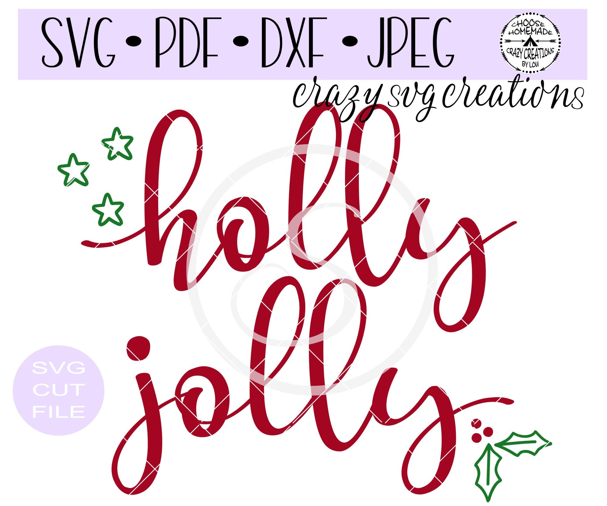Holly Jolly SVG Christmas Digital Cut File HTV Cut File | Etsy