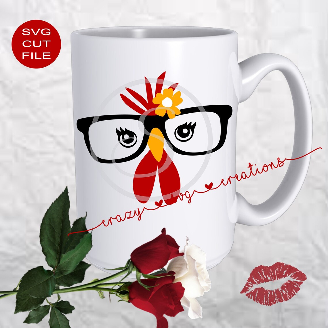 Funny Chicken Face SVG Chicken With Glasses Digital Cut - Etsy