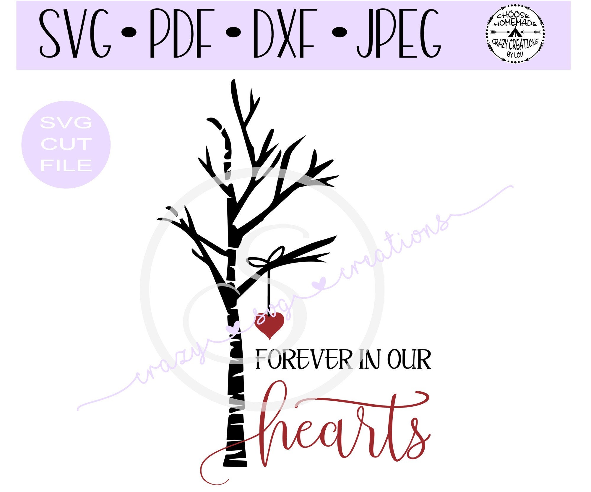 Forever In Our Hearts Birch Tree SVG Digital Cut File HTV | Etsy