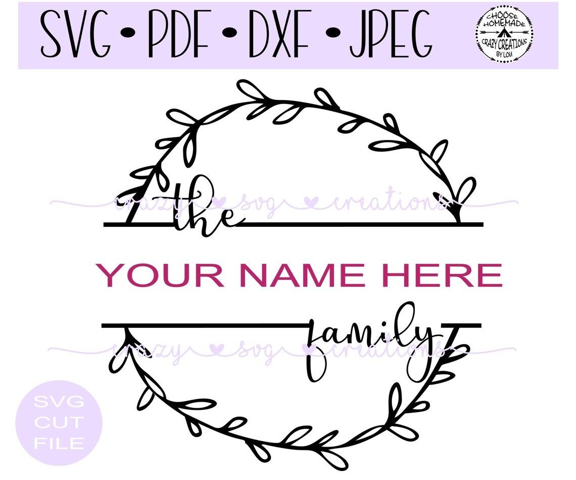 Split Wreath Family Name SVG Digital Cut File HTV Cut File - Etsy