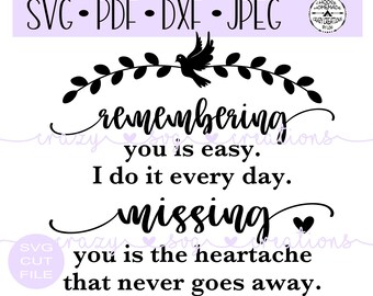 Remembering You is Easy Svg | Etsy