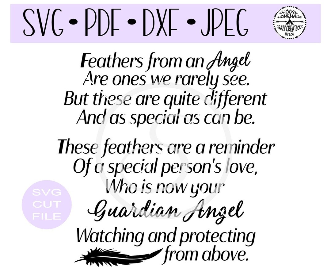 Feathers From an Angel Poem SVG Digital Cut File for Htv-vinyl-decal ...