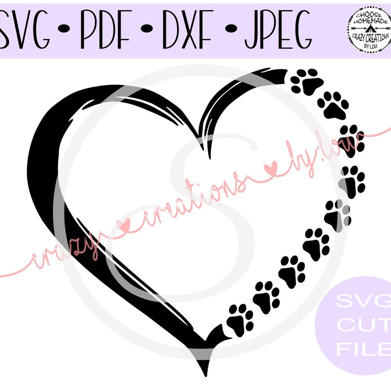 Paw Heart Svg - Etsy