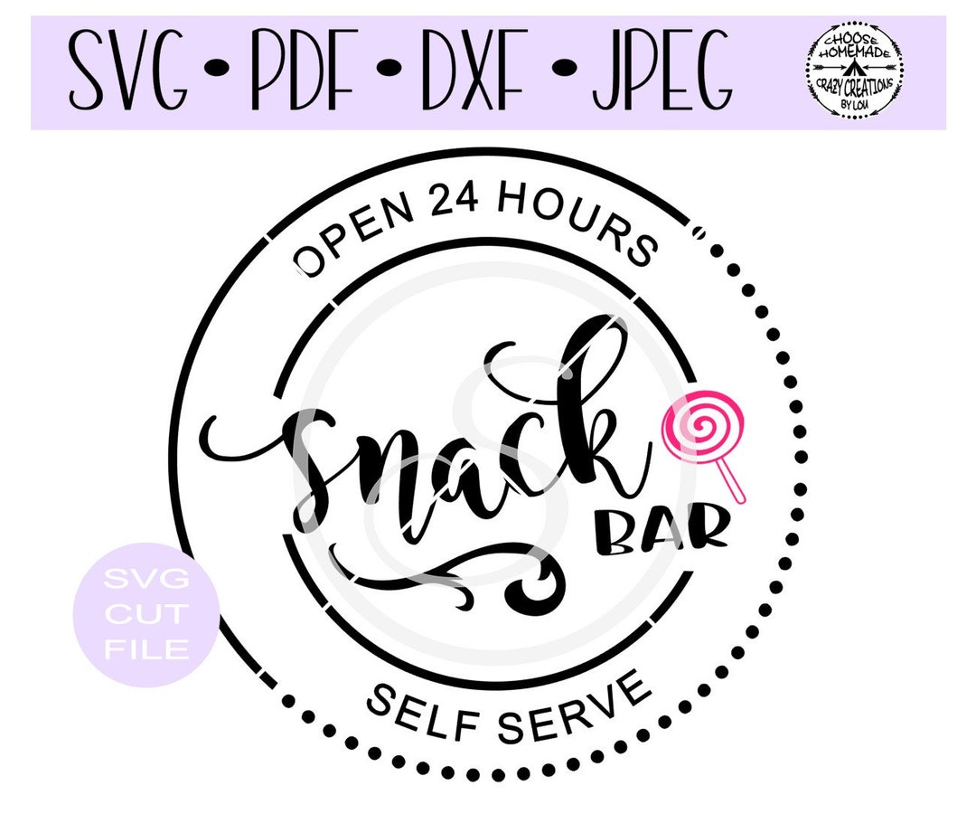 Snack Bar Circle Frame Digital Cut File for Htv-vinyl-decal-diy-plotter ...