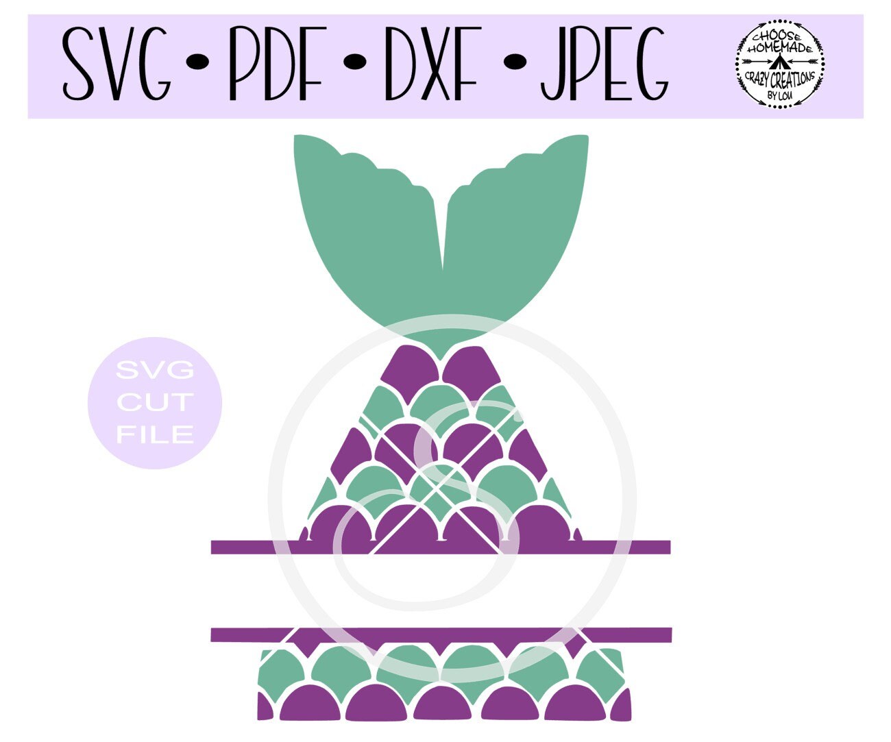 Mermaid Tail Monogram SVG digital cut file for | Etsy