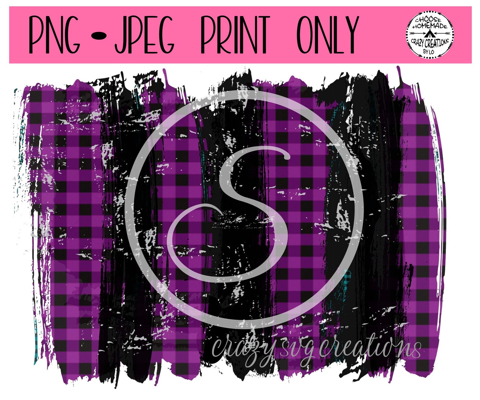 Purple Buffalo Plaid Brush Stroke Background Sublimation PNG - Etsy