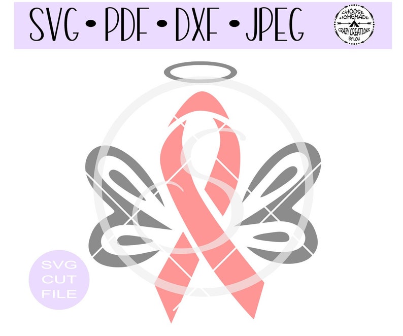 Angel Cancer Awareness Ribbon SVG Digital Cut File for Htv-vinyl-decal ...