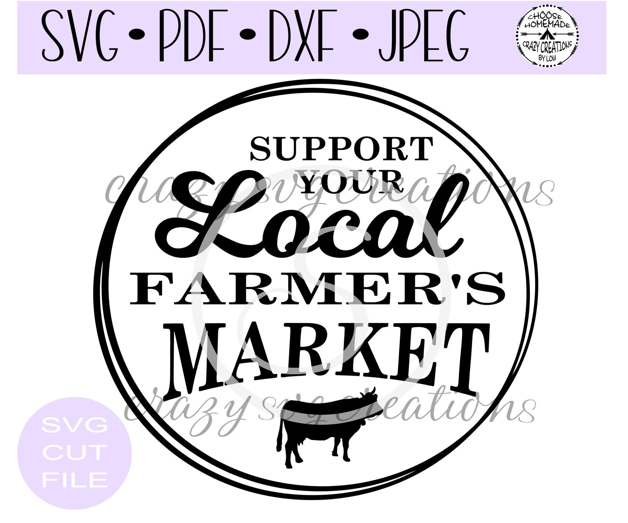 Support Your Local Farmer's Market SVG Digital Cut File | Etsy