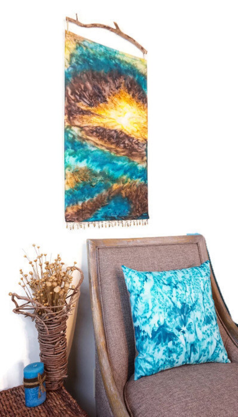 Abstract Tapestry-teal Decor-jewel Tone Decor-living Room Art-bohemian ...