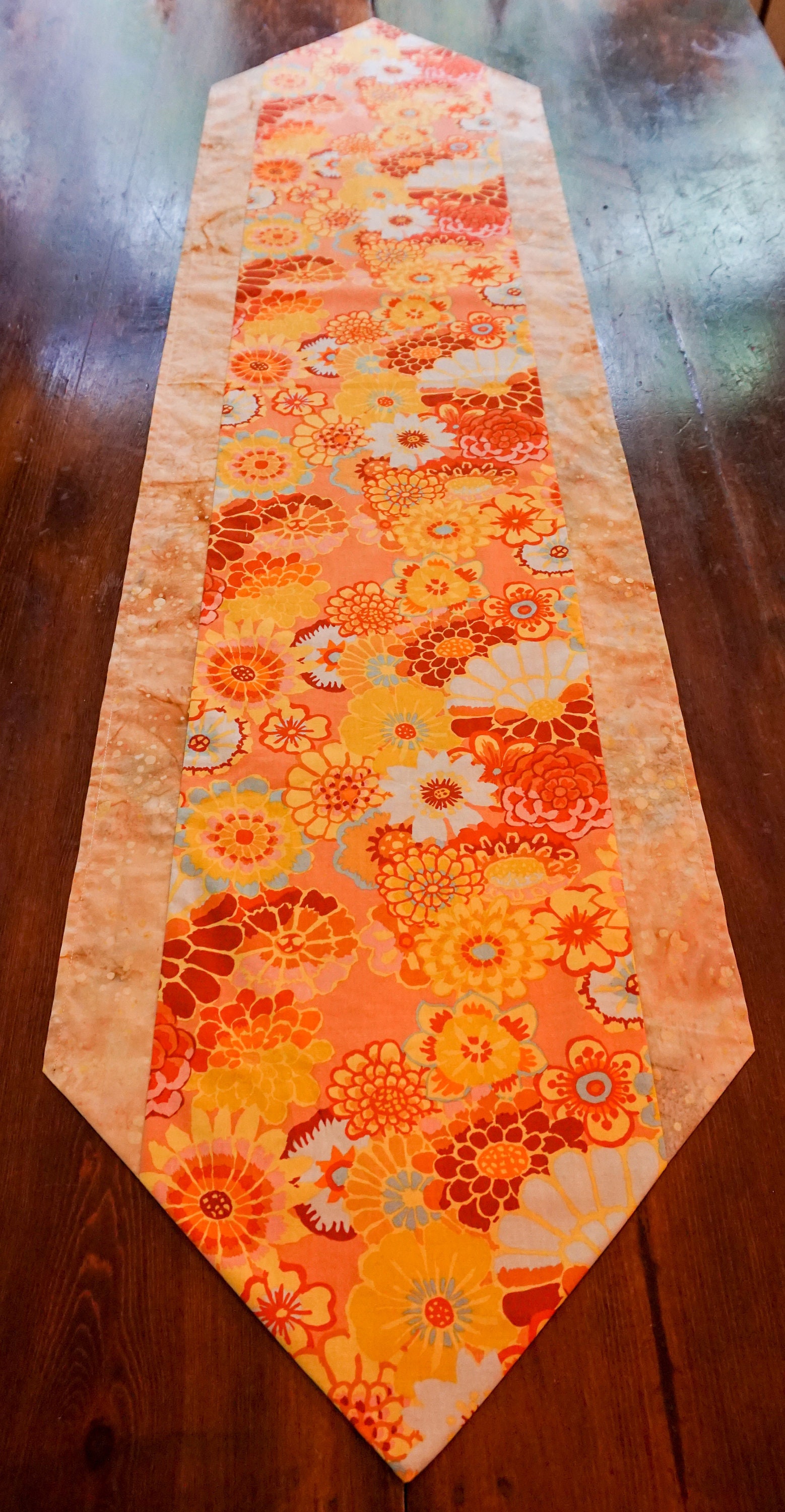 Burnt Orange Table Runner-flower Table Runner-table Runner Handmade ...