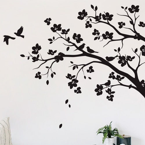 Large Tree Branch Wall Decal Deco Art Sticker Mural With 10 - Etsy