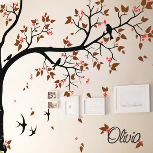 Large Tree Wall Decal With Personalized Name or Quote Corner - Etsy