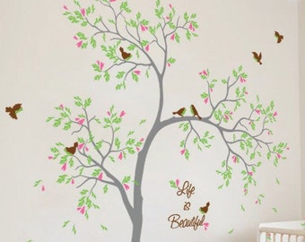 Large Tree Wall Decal With Personalized Name or Quote Corner | Etsy
