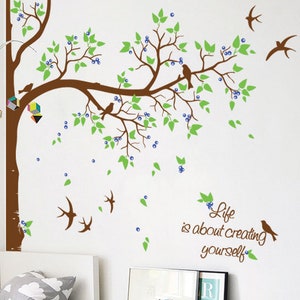 Corner Tree Wall Decal With Name or Quote Beautiful Tree Wall Sticker ...