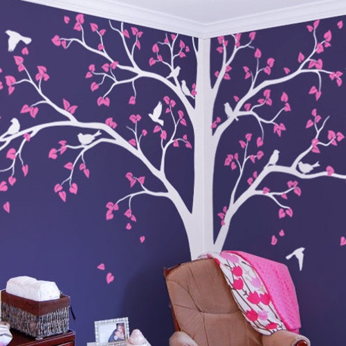 Large White Tree Decal Corner Tree Wall Decal Stickers Huge - Etsy