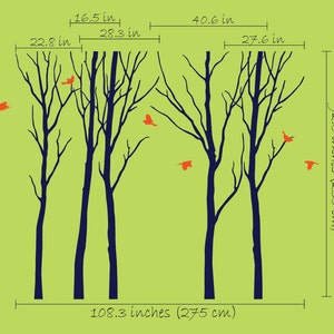 Nursery Winter Trees Decal Wall Mural Sticker Tree Decals With Cute ...