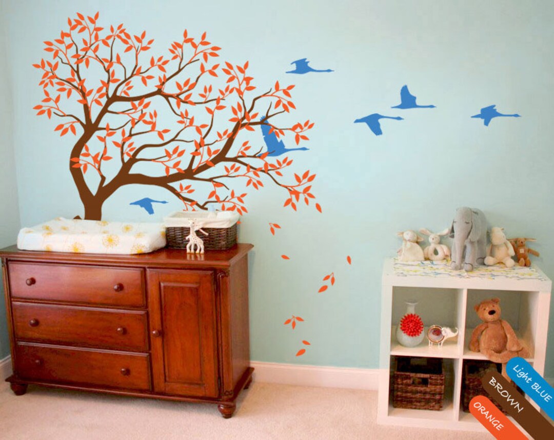 Tree Wall Decal Huge Tree Wall Decals Nursery Tree Decor With Swans ...