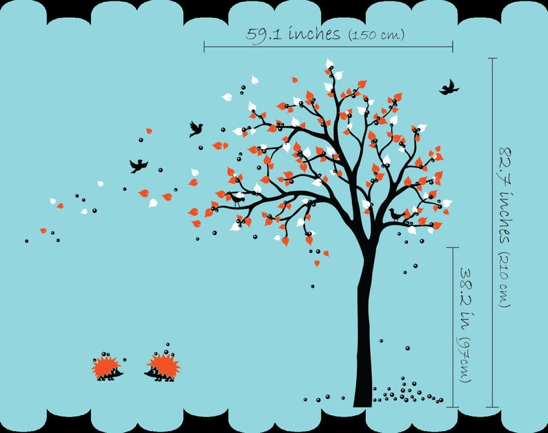 Baby Nursery Tree Wall Decals Tree Wall Sticker With Hedgehog Wall ...