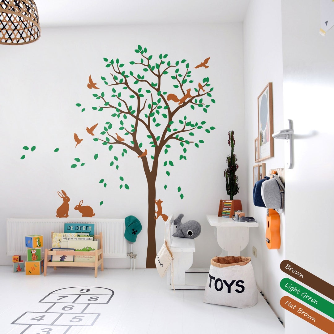 Large Tree Wall Sticker Decal Set, Woodland Creatures Stickers ...