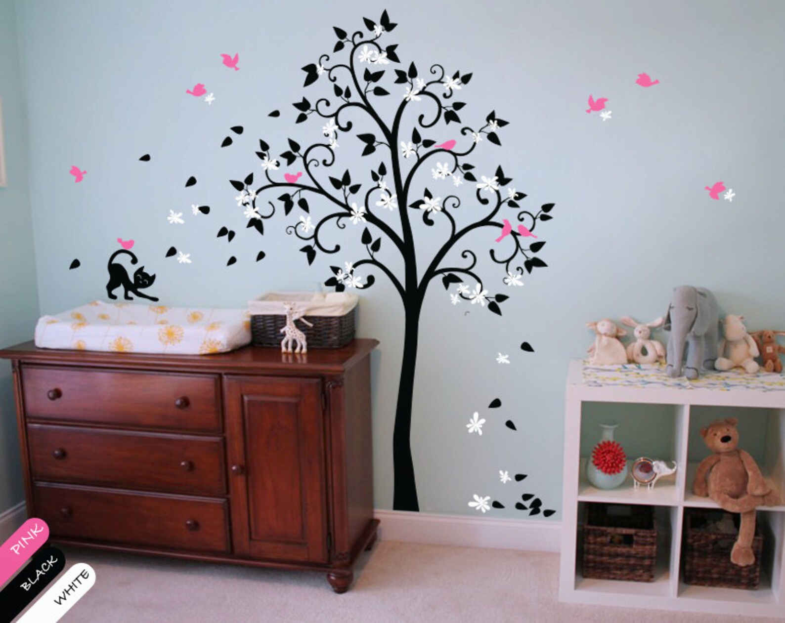 Nursery Tree Wall Decal Large Tree Wall Sticker With Curly - Etsy