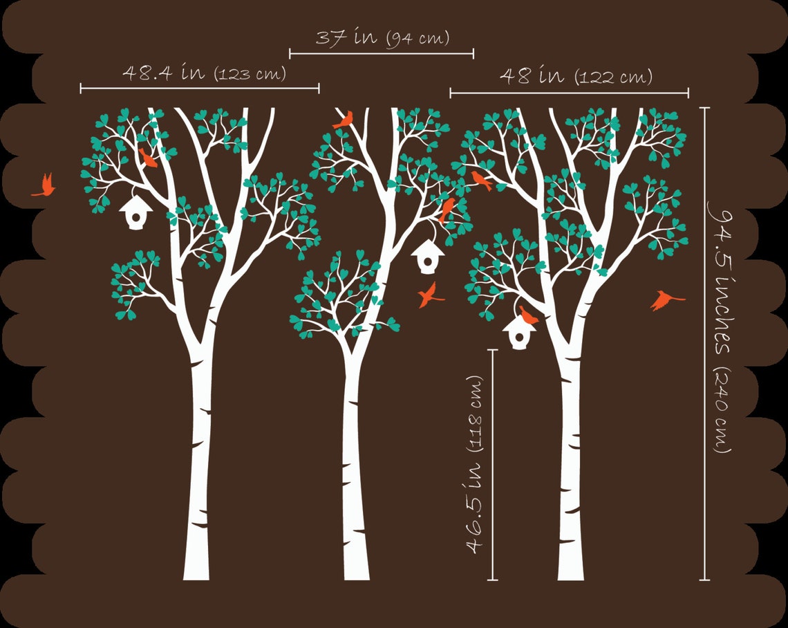 Tree Wall Decal Wall Stickers Birch Trees Decal Wall Decals | Etsy