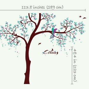 Large Tree Wall Decals With Personalized Baby Name and Parrots ...