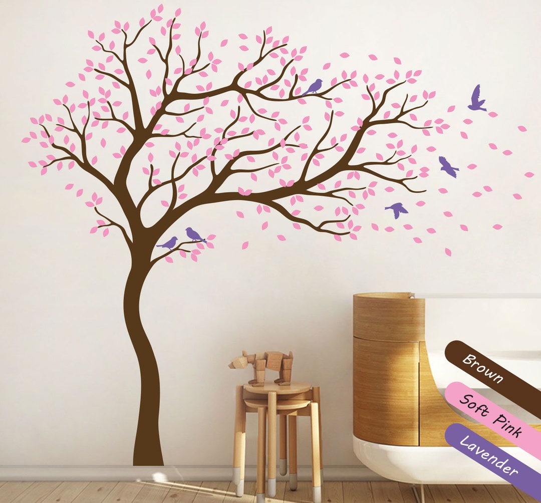 Large Leaning Tree Wall Decal – Nursery and Kids Room Mural Sticker ...